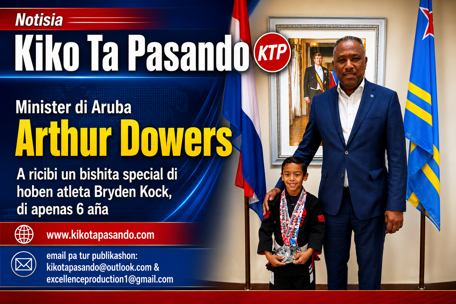 Minister Arthur Dowers A ricibi un bishita special di hoben atleta ...